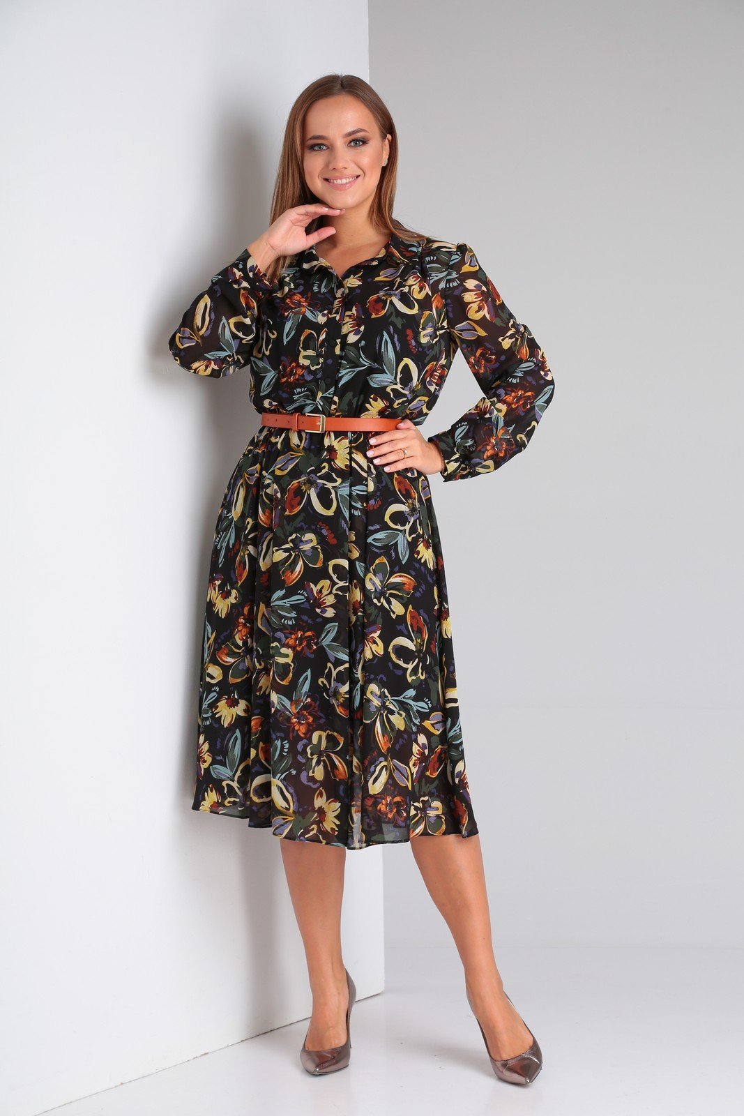 Платье 8281 черный + цветы Tvin купить в интернет магазине Велесмода